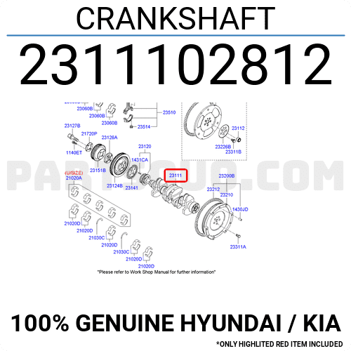 CRANKSHAFT 2311102812 | Hyundai / KIA Parts | PartSouq