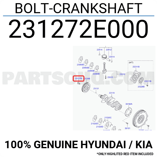 BOLT-CRANKSHAFT 231272E000 | Hyundai / KIA Parts | PartSouq