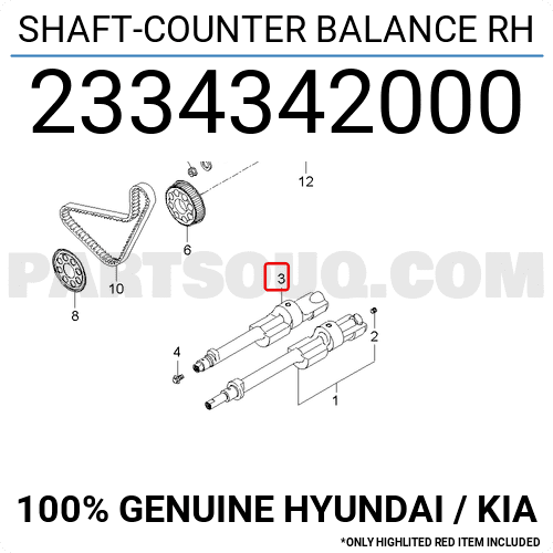 SHAFT-COUNTER BALANCE RH 2334342000 | Hyundai / KIA Parts | PartSouq