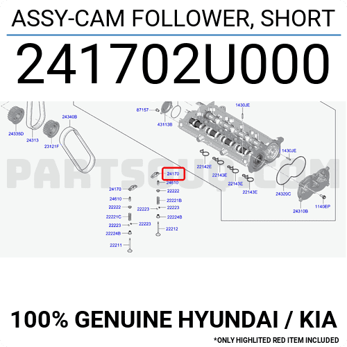 ASSY-CAM FOLLOWER, SHORT 241702U000 | Hyundai / KIA Parts | PartSouq