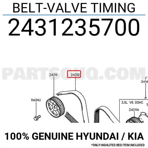 BELT-VALVE TIMING 2431235700 | Hyundai / KIA Parts | PartSouq