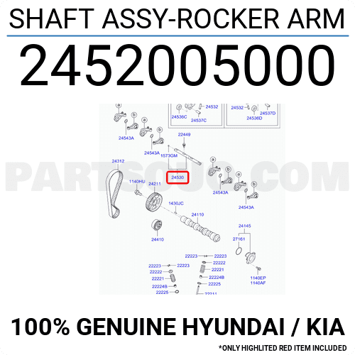 SHAFT ASSY-ROCKER ARM 2452005000 | Hyundai / KIA Parts | PartSouq
