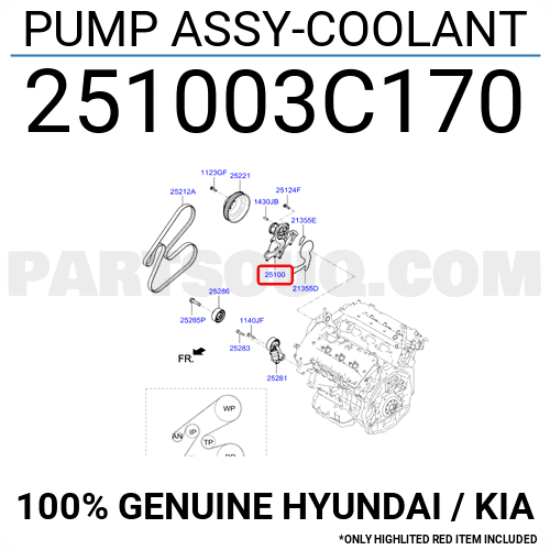 PUMP ASSY-COOLANT 251003C170 | Hyundai / KIA Parts | PartSouq