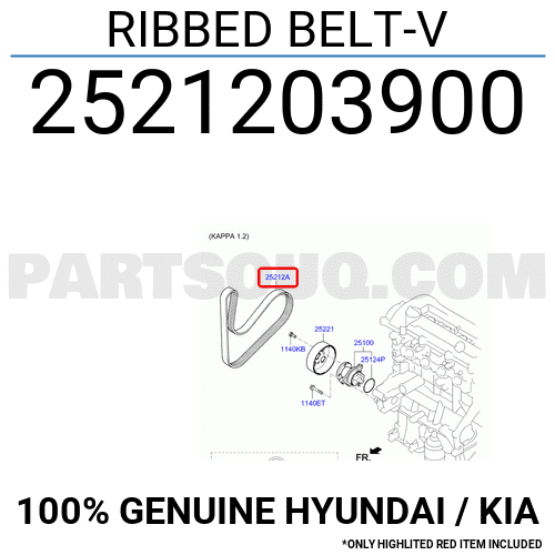 RIBBED BELT-V 2521203900 | Hyundai / KIA Parts | PartSouq