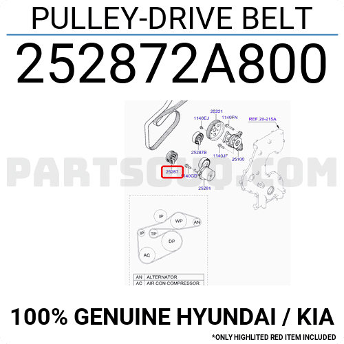 PULLEY-DRIVE BELT 252872A800 | Hyundai / KIA Parts | PartSouq