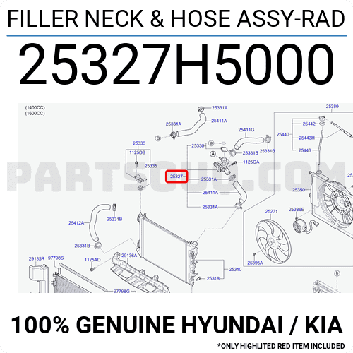 FILLER NECK & HOSE ASSY-RAD 25327H5000 | Hyundai / KIA Parts | PartSouq