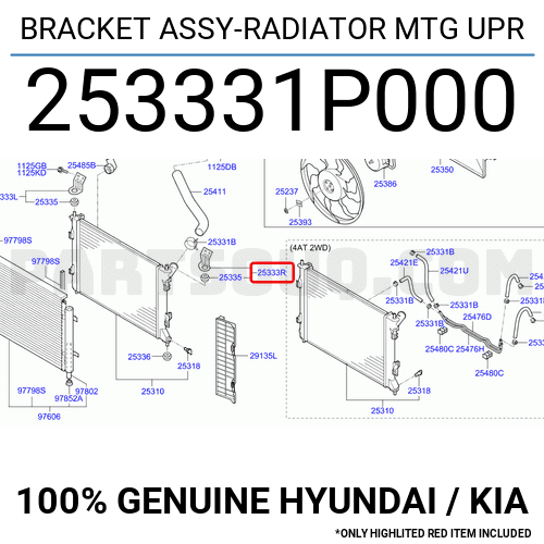 BRACKET ASSY-RADIATOR MTG UPR 253331P000 | Hyundai / KIA Parts | PartSouq