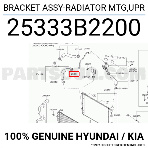 BRACKET ASSY-RADIATOR MTG,UPR 25333B2200 | Hyundai / KIA Parts | PartSouq