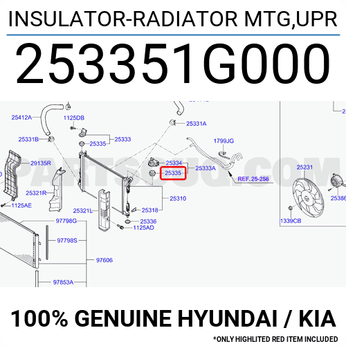 INSULATOR-RADIATOR MTG,UPR 253351G000 | Hyundai / KIA Parts | PartSouq