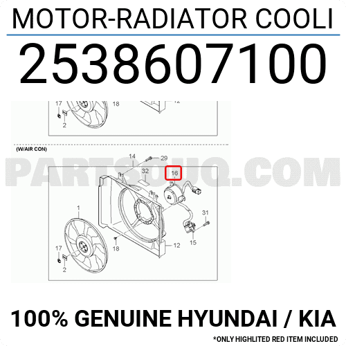 MOTOR-RADIATOR COOLI 2538607100 | Hyundai / KIA Parts | PartSouq