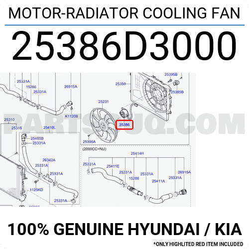 MOTOR-RADIATOR COOLING FAN 25386D3000 | Hyundai / KIA Parts | PartSouq