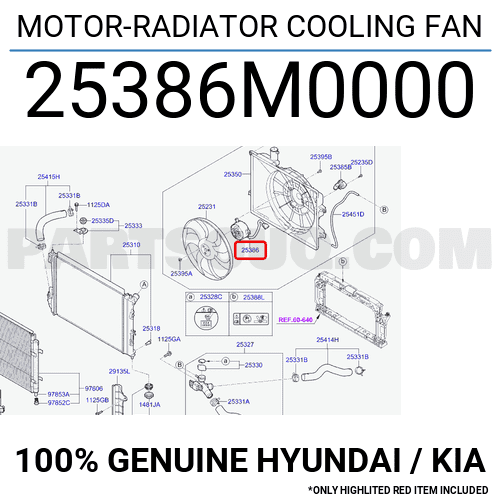 MOTOR-RADIATOR COOLING FAN 25386M0000 | Hyundai / KIA Parts | PartSouq