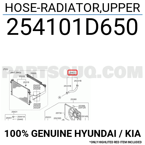 HOSE-RADIATOR,UPPER 254101D650 | Hyundai / KIA Parts | PartSouq
