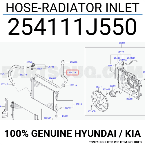 HOSE-RADIATOR INLET 254111J550 | Hyundai / KIA Parts | PartSouq