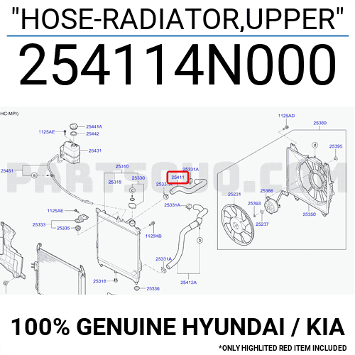HOSE-RADIATOR,UPPER 254114N000 | Hyundai / KIA Parts | PartSouq