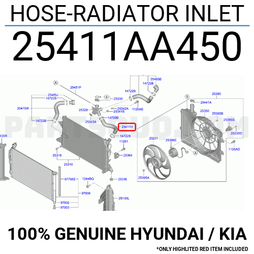 HOSE-RADIATOR INLET 25411AA450 | Hyundai / KIA Parts | PartSouq