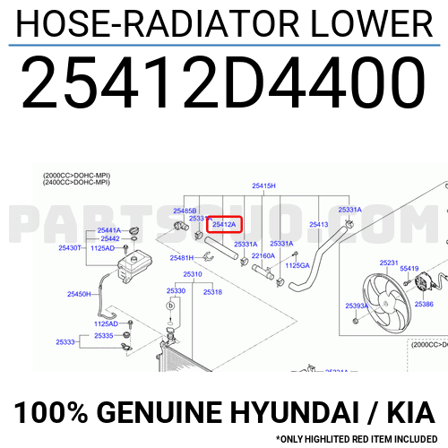 HOSE-RADIATOR LOWER 25412D4400 | Hyundai / KIA Parts | PartSouq