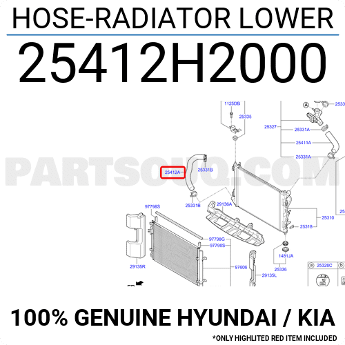 HOSE-RADIATOR LOWER 25412H2000 | Hyundai / KIA Parts | PartSouq