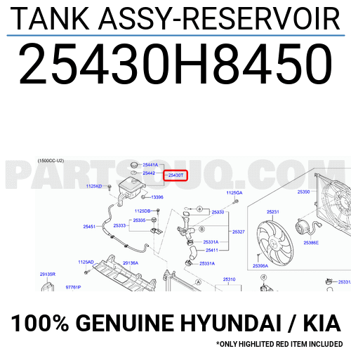 TANK ASSY-RESERVOIR 25430H8450 | Hyundai / KIA Parts | PartSouq