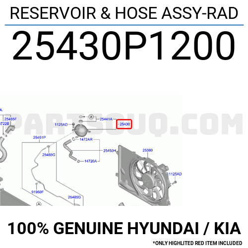 RESERVOIR HOSE ASSY RAD 25430P1200 Hyundai KIA Parts PartSouq reservoir-hose-assy-rad-25430p1200-hyundai-kia-parts-partsouq