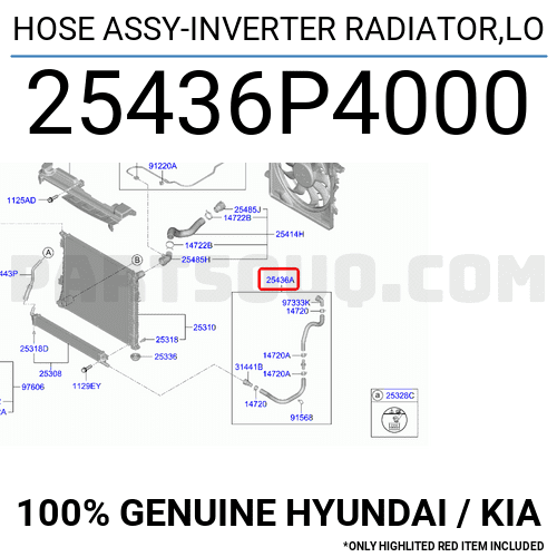 HOSE ASSY-INVERTER RADIATOR,LO 25436P4000 | Hyundai / KIA Parts | PartSouq
