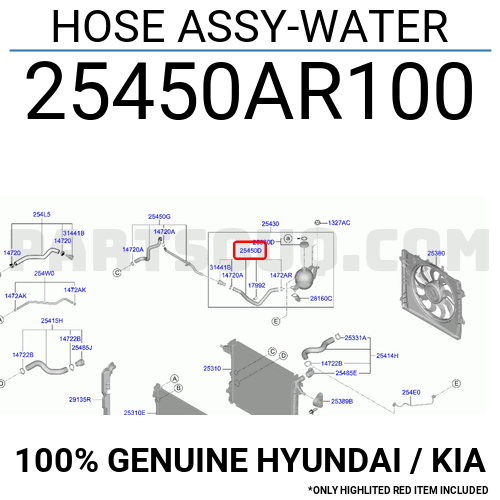HOSE ASSY-WATER 25450AR100 | Hyundai / KIA Parts | PartSouq