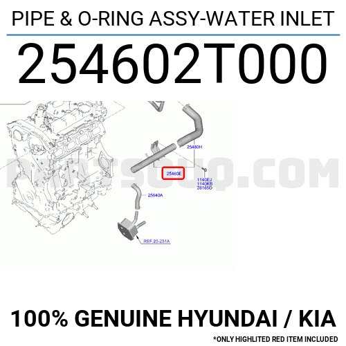 PIPE & O-RING ASSY-WATER INLET 254602T000 | Hyundai / KIA Parts | PartSouq