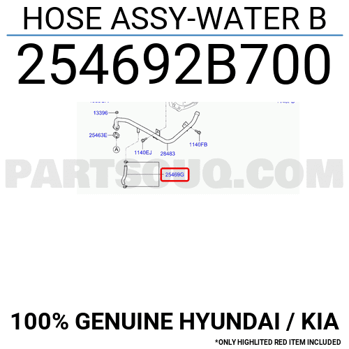 HOSE ASSY-WATER B 254692B700 | Hyundai / KIA Parts | PartSouq