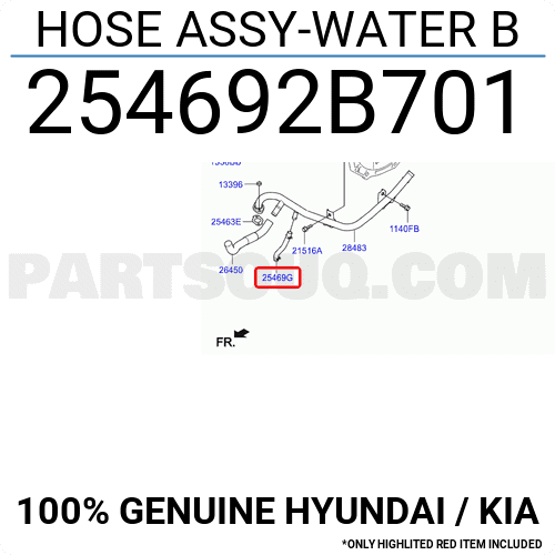 HOSE ASSY-WATER B 254692B701 | Hyundai / KIA Parts | PartSouq