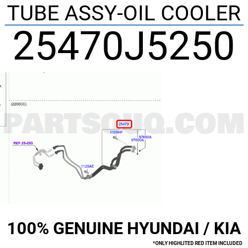 TUBE ASSY-OIL COOLER 25470J5250 | Hyundai / KIA Parts | PartSouq