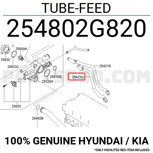 TUBE-FEED 254802G820 | Hyundai / KIA Parts | PartSouq