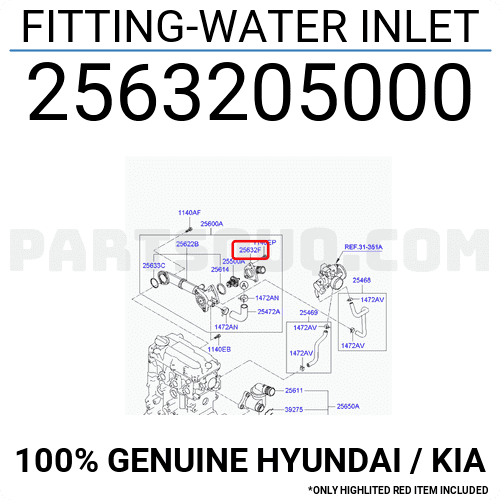 FITTING-WATER INLET 2563205000 | Hyundai / KIA Parts | PartSouq