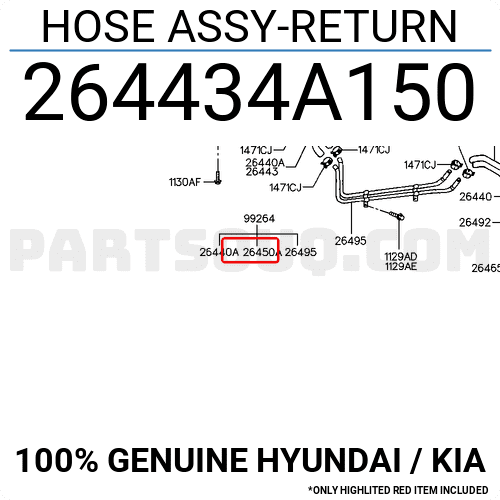 HOSE ASSY-RETURN 264434A150 | Hyundai / KIA Parts | PartSouq