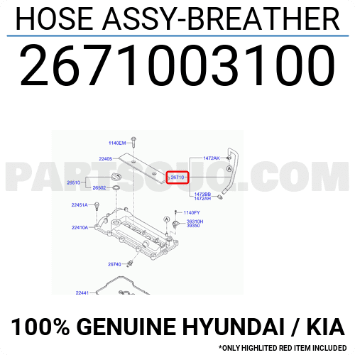 HOSE ASSY-BREATHER 2671003100 | Hyundai / KIA Parts | PartSouq