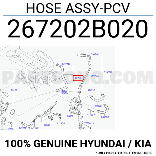 HOSE ASSY-PCV 267202B020 | Hyundai / KIA Parts | PartSouq