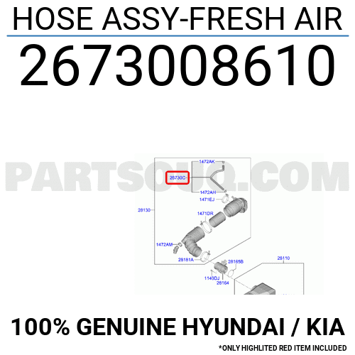 HOSE ASSY-FRESH AIR 2673008610 | Hyundai / KIA Parts | PartSouq