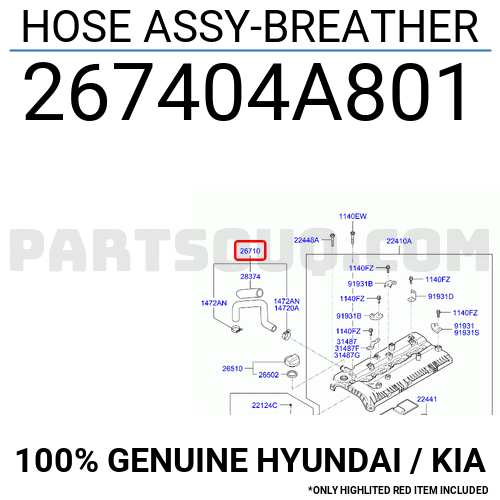 HOSE ASSY-BREATHER 267404A801 | Hyundai / KIA Parts | PartSouq