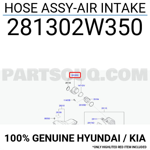 HOSE ASSY-AIR INTAKE 281302W350 | Hyundai / KIA Parts | PartSouq