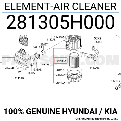 ELEMENT-AIR CLEANER 281305H000 | Hyundai / KIA Parts | PartSouq