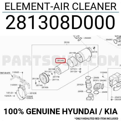 ELEMENT-AIR CLEANER 281308D000 | Hyundai / KIA Parts | PartSouq