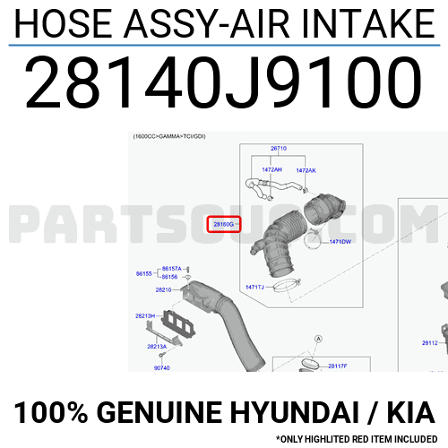 HOSE ASSY-AIR INTAKE 28140J9100 | Hyundai / KIA Parts | PartSouq