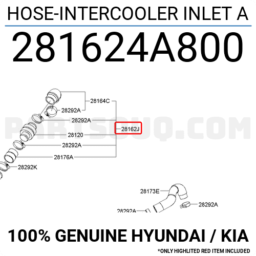 HOSE-INTERCOOLER INLET A 281624A800 | Hyundai / KIA Parts | PartSouq
