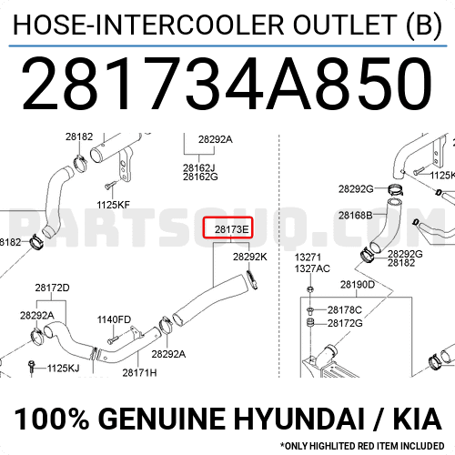 HOSE-INTERCOOLER OUTLET (B) 281734A850 | Hyundai / KIA Parts | PartSouq