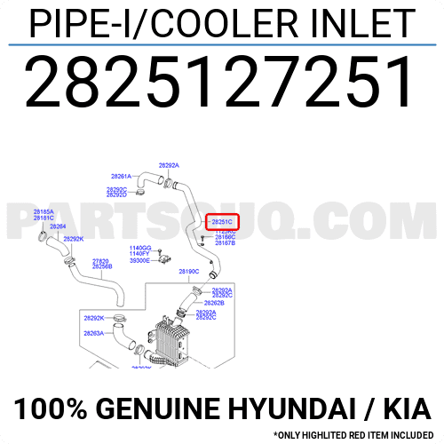 PIPE-I/COOLER INLET 2825127251 | Hyundai / KIA Parts | PartSouq