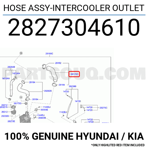 HOSE ASSY-INTERCOOLER OUTLET 2827304610 | Hyundai / KIA Parts | PartSouq