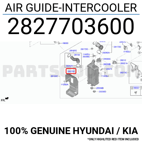 AIR GUIDE-INTERCOOLER 2827703600 | Hyundai / KIA Parts | PartSouq