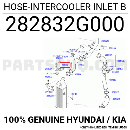 HOSE-INTERCOOLER INLET B 282832G000 | Hyundai / KIA Parts | PartSouq