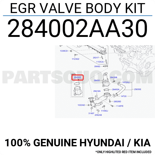 EGR VALVE BODY KIT 284002AA30 | Hyundai / KIA Parts | PartSouq