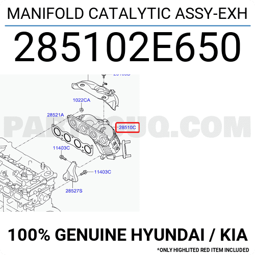 MANIFOLD CATALYTIC ASSY-EXH 285102E650 | Hyundai / KIA Parts | PartSouq