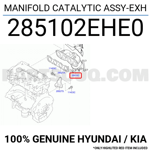 MANIFOLD CATALYTIC ASSY-EXH 285102EHE0 | Hyundai / KIA Parts | PartSouq